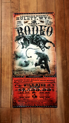 WYOMING Hulett Rodeo TIN Poster Bob Coronato Metal Sign Embossed Metal ...