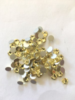 100 pc SWAROVSKI CRYSTAL RHINESTONES JONQUIL 16ss Flatback Yellow Round ...