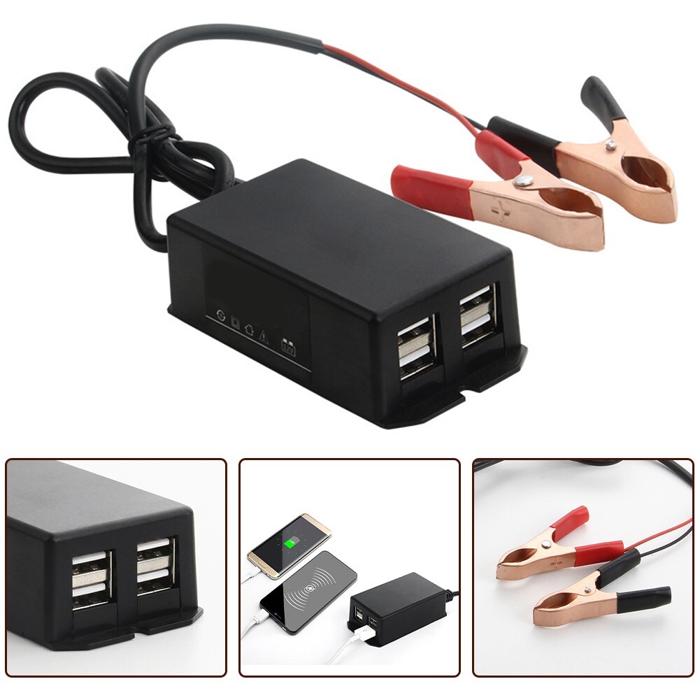 Adapter Car Charger Power Adapter USB Universal With Battery Clip 3A DC ...