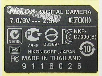 New Bottom Label Tape Number Replacement For Nikon D7000 Digital Camera ...