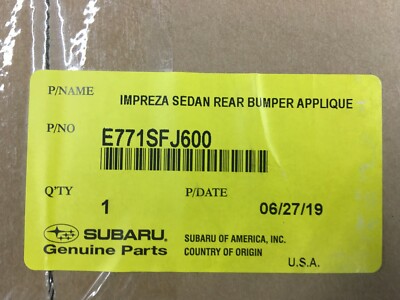 2012-2021 Subaru Impreza WRX STI SEDAN Rear Bumper Applique Clear ...