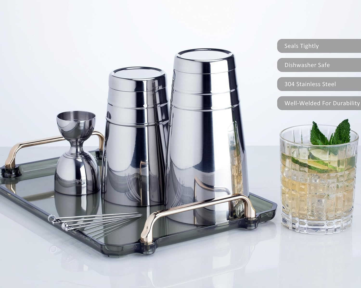 Boston Cocktail Shaker Set 2-Piece Premium Weighted Boston Shaker Set ...