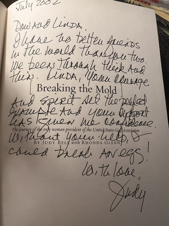 Breaking the Mold by Judy Bell SIGNED USGA Golf Inscribed To Dow ...