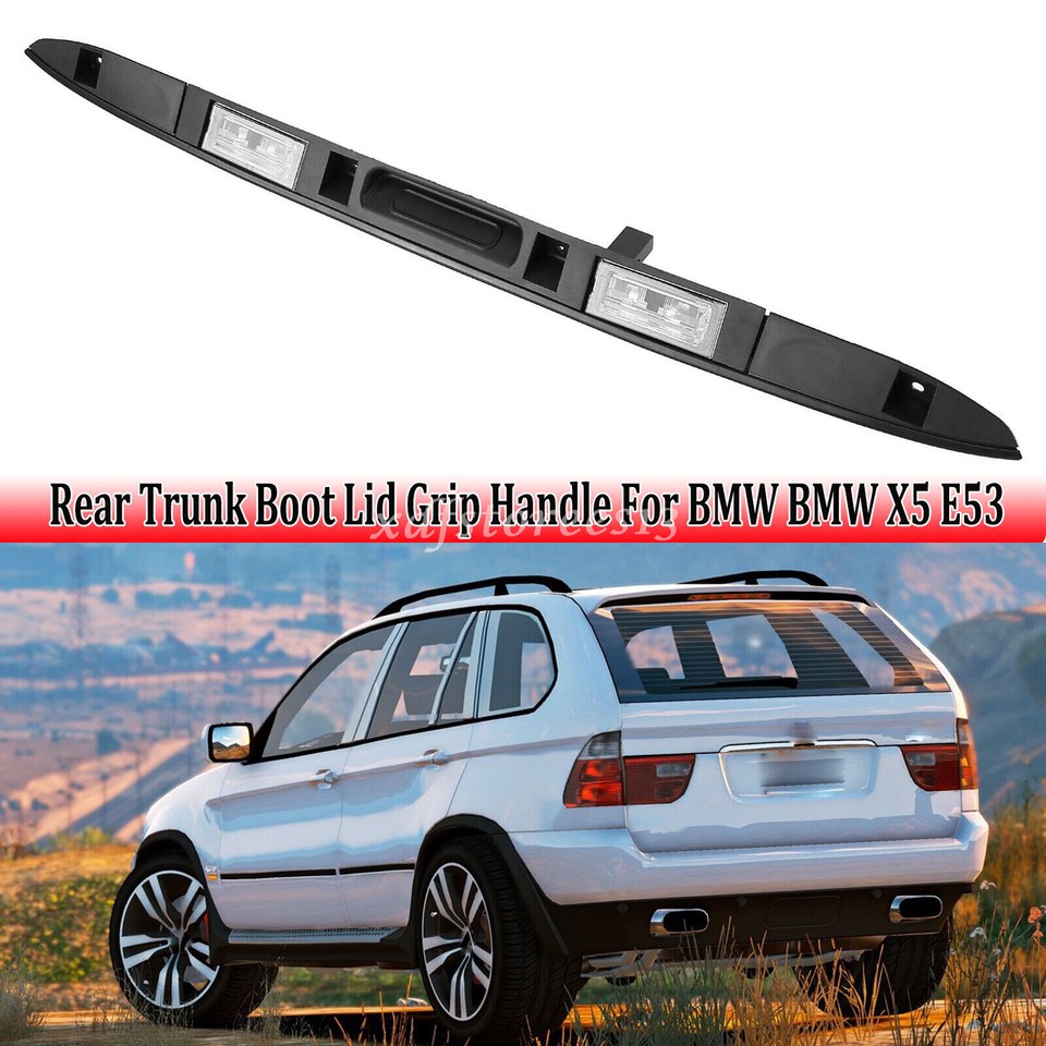 BLACK REAR TRUNK LID TAILGATE GRIP HANDLE W/ KEY BUTTON FOR BMW E53 X5 ...