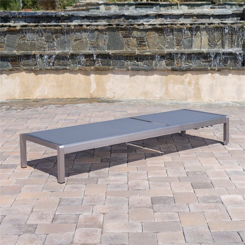 Noble House Cape Coral Dark Grey Outdoor Mesh Chaise Lounge | eBay