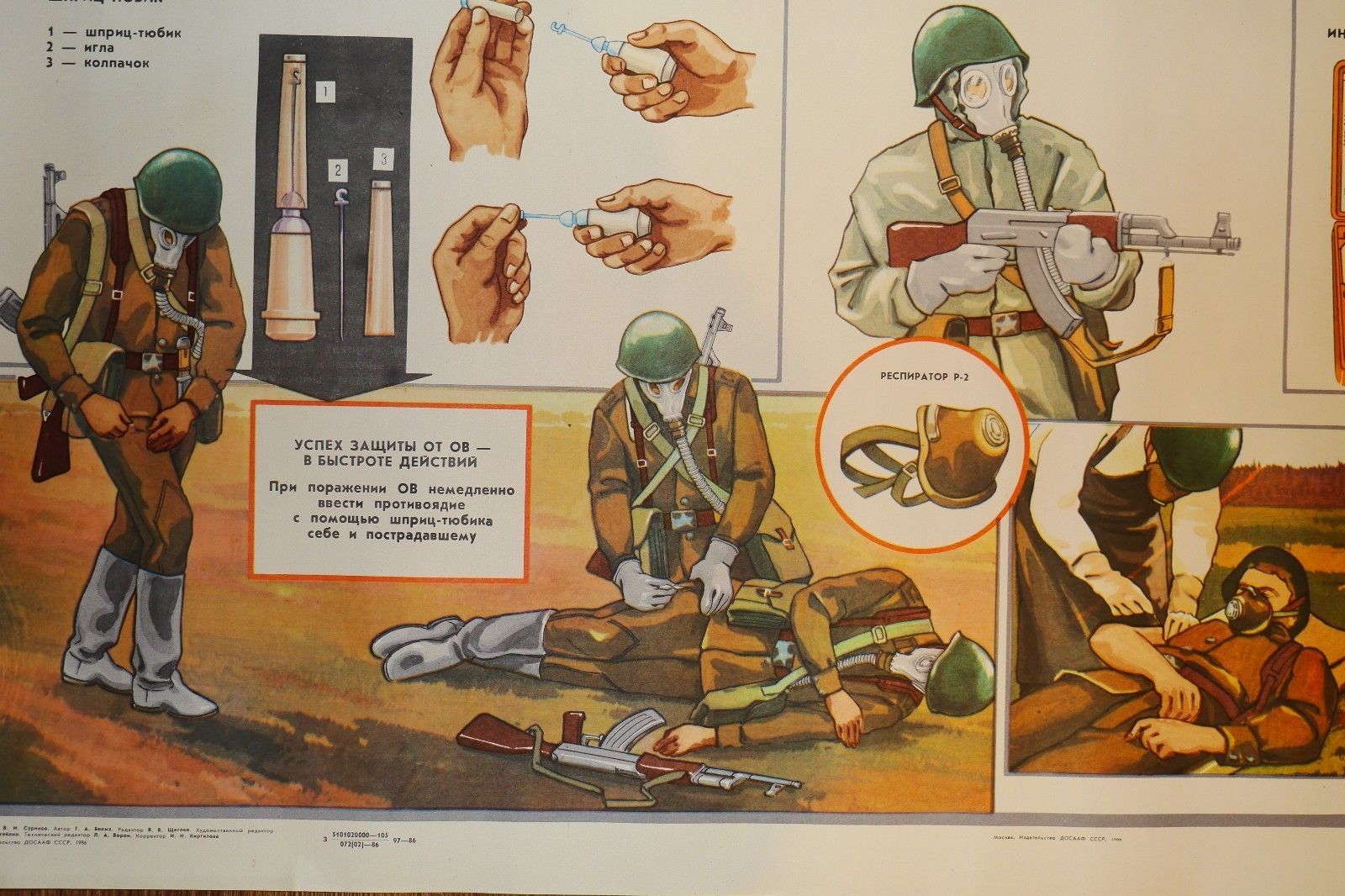 Authentic Soviet USSR Military Poster Civil Defense Chemical Suit First ...