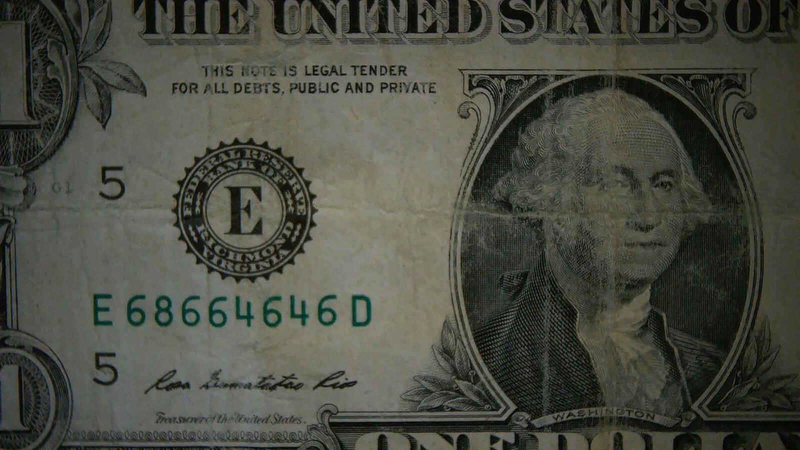 2013 Series $1 Dollar Trinary Note 1- 5 of a kind & 1- Pair E68664646D ...