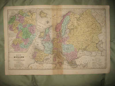 ANTIQUE 1844 CENTRAL & EUROPE MAP TURKEY POLAND CIRCASSIA POPULATION ...