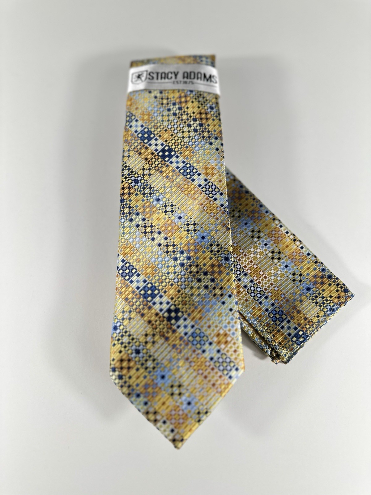 Stacy Adams Men's Tie Hanky Set Yellow Gold Powder Blue Royal Blue 3.25 ...