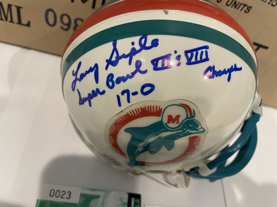 Larry Seiple signed Dolphins Riddell Mini Helmet Autograph Inscriptions ...