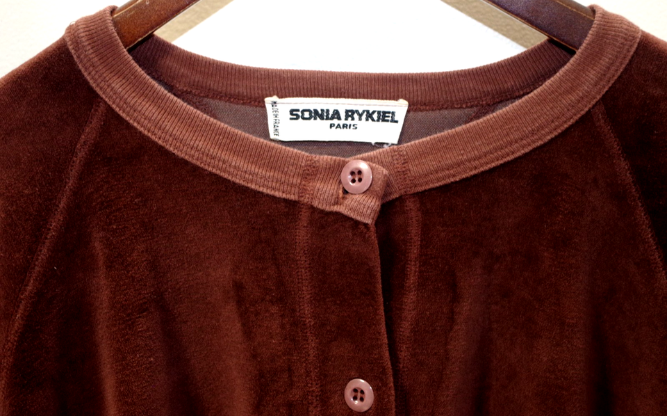 J7 Vintage Sonia Rykiel Shirt XL Brown Velour Cardigan Top Made in ...