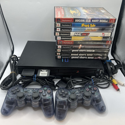 Sony PlayStation 2 PS2 Fat Console Bundle w/ 10 Games - 2 Controllers ...