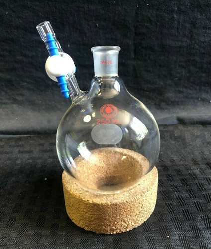 Ace Glass 14/20 Joint 250mL Round Bottom Flask w/ Septum Inlet & PTFE ...