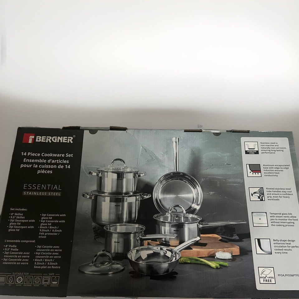 Bergner 14 Piece Cookware Set Essential Set Stainless Steel | eBay