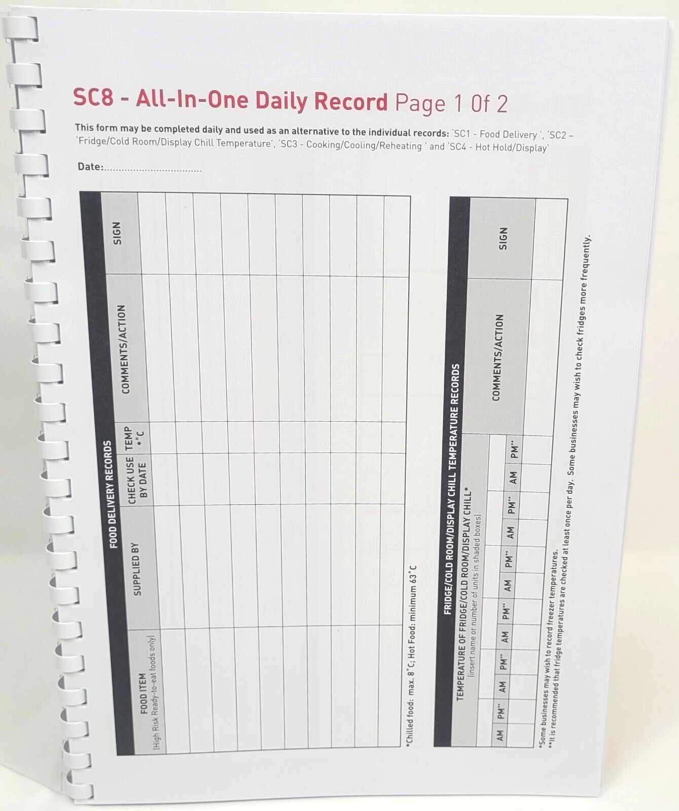 SC8 All In One Record Daily Forms Spiral Bound Complete Daily 6 Months ...