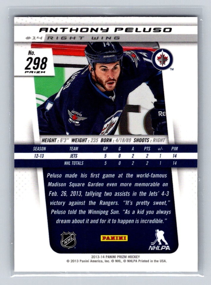2013 Panini Prizm #298 Anthony Peluso Blue RC | eBay