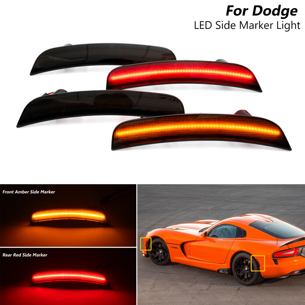 Fits 2013-2017 Dodge Viper 4PC Smoked LED Front&Rear Side Marker ...