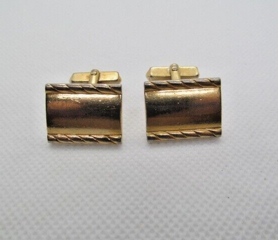 Vintage Swank Gold Tone Rectangle Twist Cuff Links - Gem