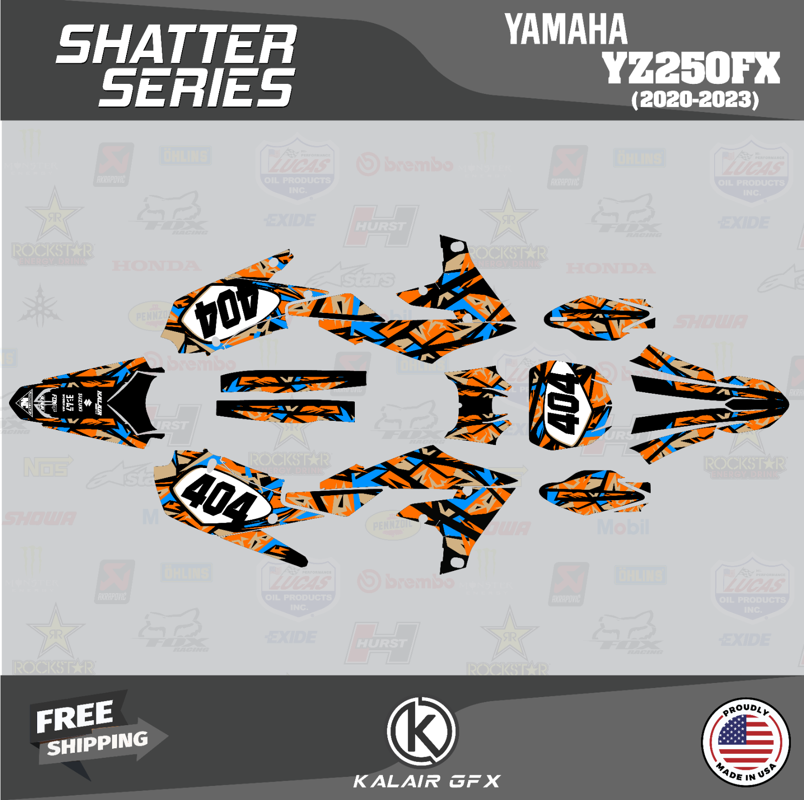 Graphics Kit for Yamaha YZ250FX 2020 2021 2022 2023 Shatter Series ...