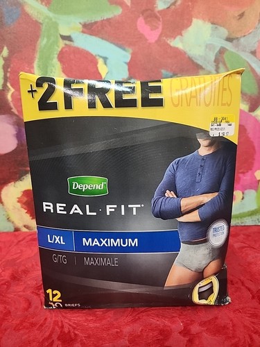 DEPEND REAL FIT Mens Maximum Briefs 12 Pairs 2 Colors L/XL New In Box ...