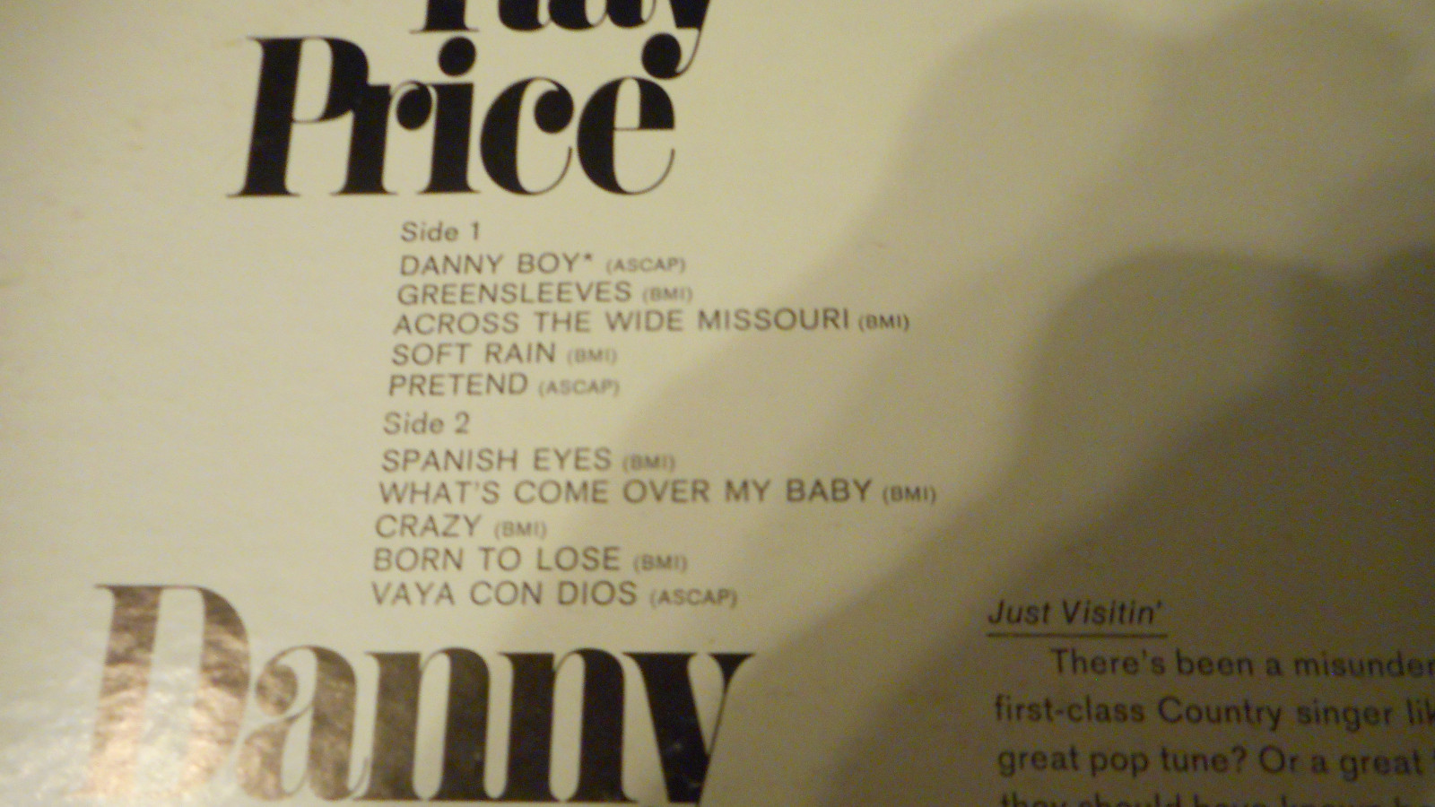 Ray Price Danny Boy Vinyl LP | eBay