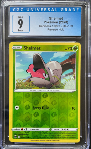 Pokémon ERROR Misaligned Back Shelmet 009/189 Darkness Ablaze 2020 CGC ...
