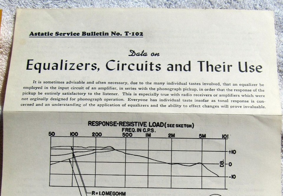ASTATIC B-16 Tru-Tan Tone Arm INSTALLATION EQUALIZATION B-2 Crystal ...