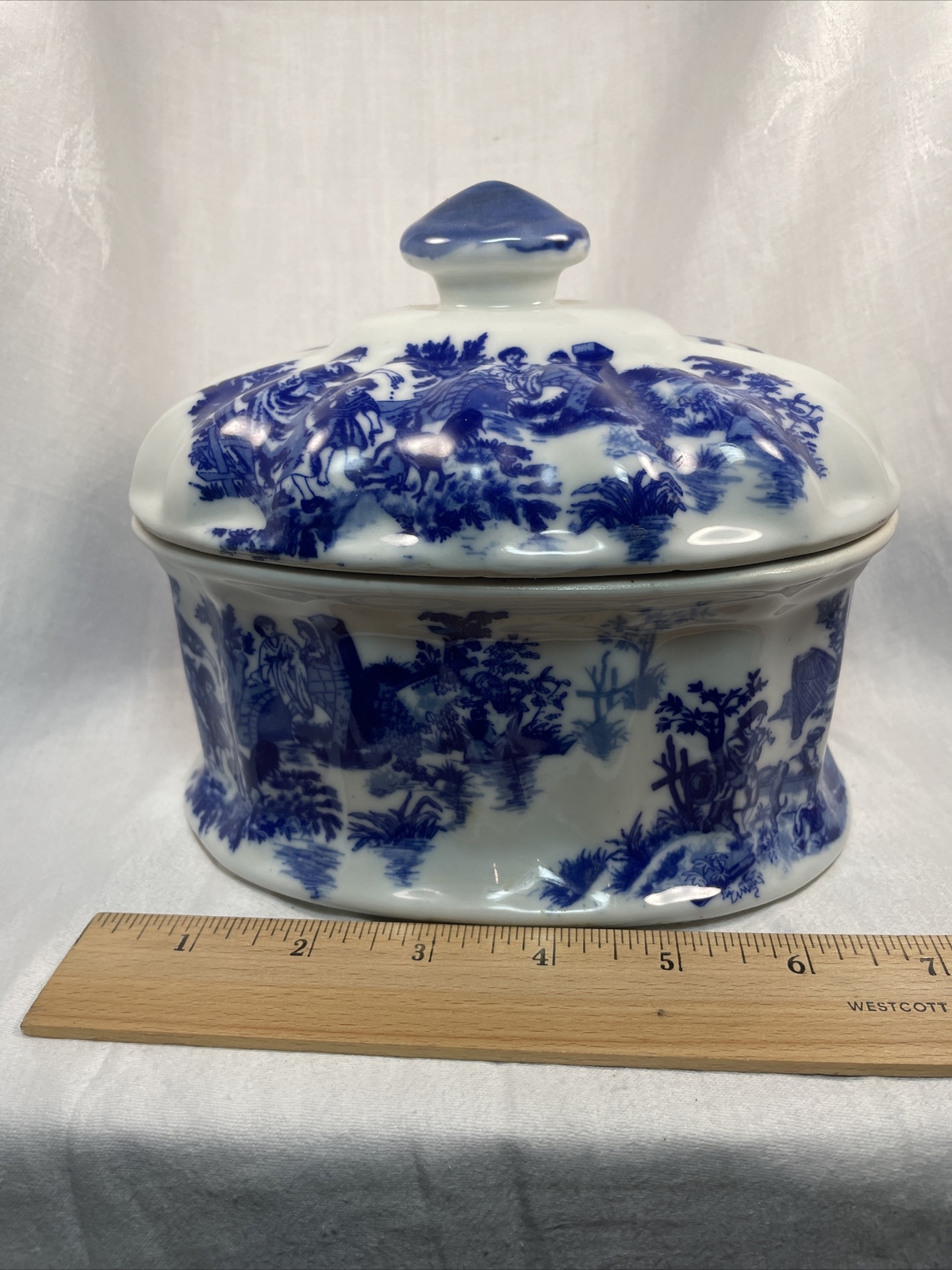 Antique Victoria Ware Ironstone Flow Blue Transferware Covered Dish | eBay