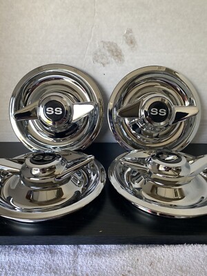 (4) 2 BAR SPINNERS CENTER CAPS FOR CHEVY RALLY WHEELS 7", SILVER SS ...
