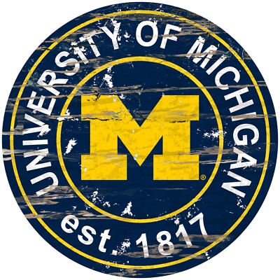 Michigan Wolverines 24" Sign Round Distressed Established Sign NEW | eBay