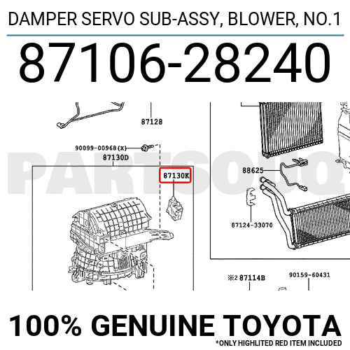 8710628240 Genuine Toyota DAMPER SERVO SUB-ASSY, BLOWER, NO.1 87106 ...