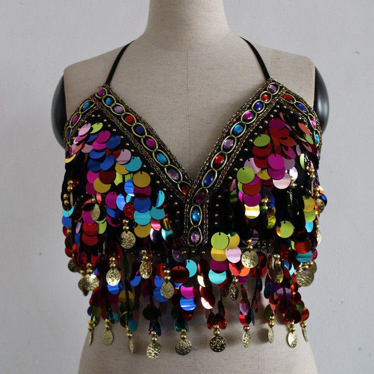 2018 Women Multicolored Sequins Crop Bra Top Body Chain Beach Bikini ...