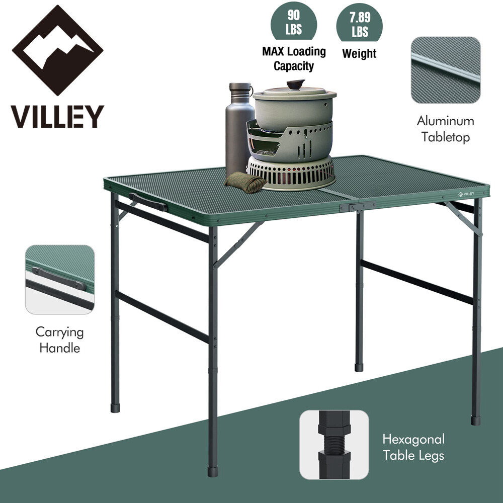VILLEY 3-ft Portable Camping Table Grill Folding Table Lightweight ...