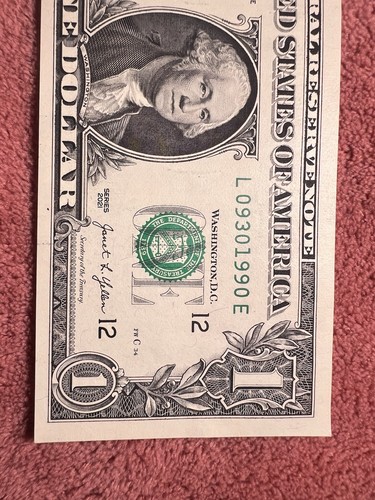September 30 1990 Birthday Note Series 2021 Serial Number L09301990E $1 ...