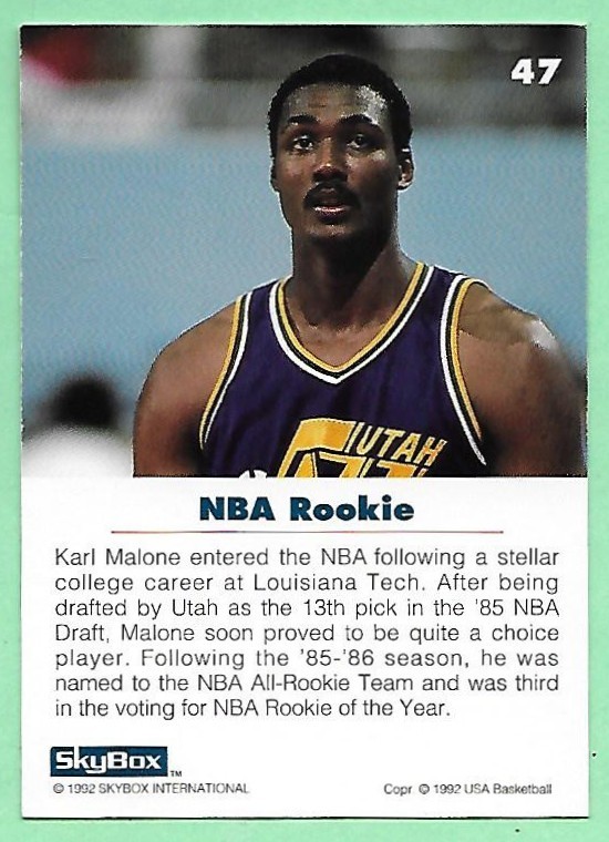 1992 Skybox U.S.A. Basketball NBA Rookie Karl Malone RC #47 Jazz👌 | eBay