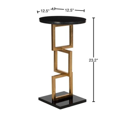 SAFAVIEH End Table 23.2" H X 12.5" W, Round Metal Frame Glass Top Gold ...