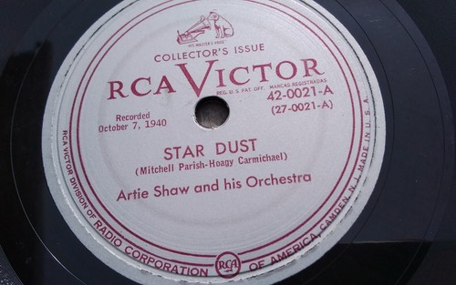 Artie Shaw 78rpm Single 10-inch RCA Victor Records #42-0021 Star Dust ...