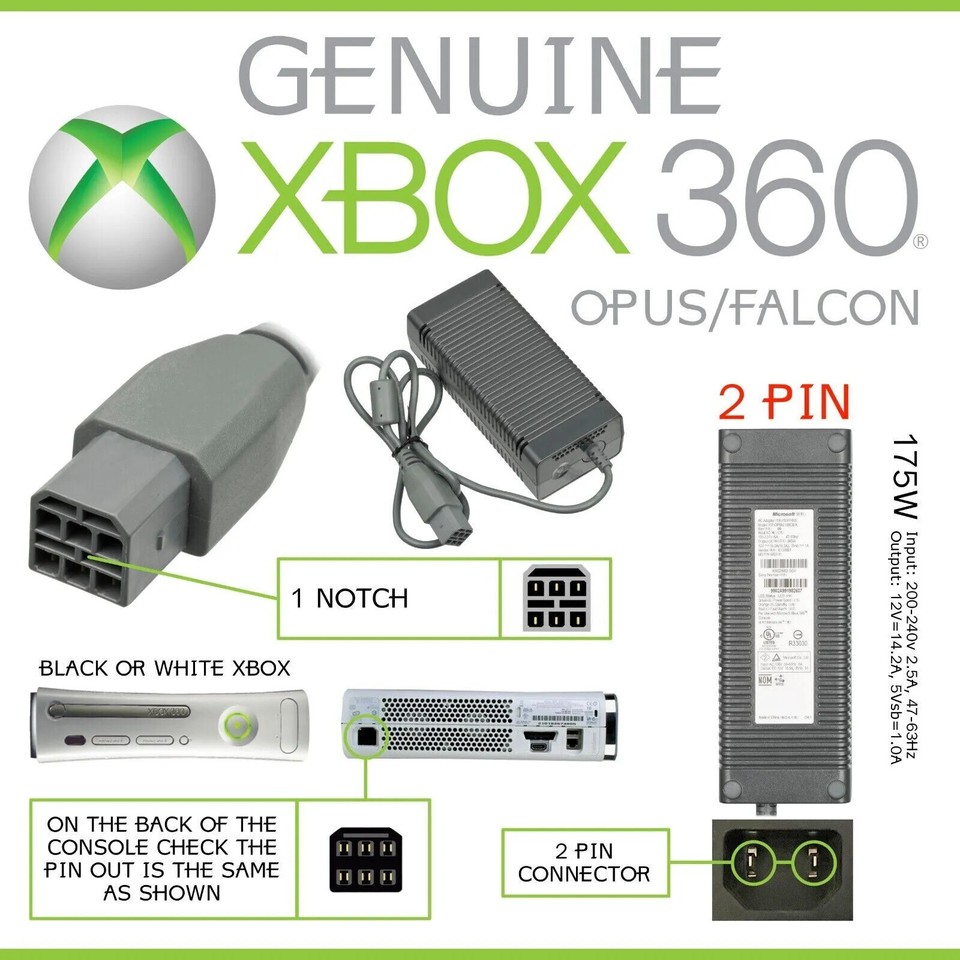 Original Genuine Microsoft OEM Xbox 360 Power Supply - All Tested and ...