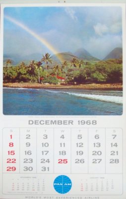 PAN AM AIRWAYS AIRLINES CALENDAR 1969 Vintage 13 pages TRAVEL poster ...