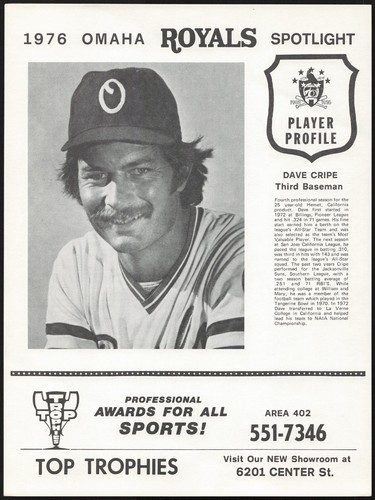 1976 Top Trophies OMAHA ROYALS (American Association) -DAVE CRIPE | eBay