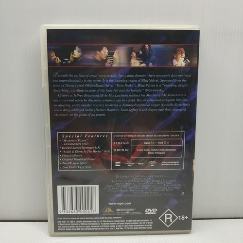 Blue Velvet DVD Region 4 - Dennis Hopper Isabella Rossellini - David ...
