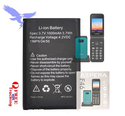 Replacement Battery for Aspera Flip Phone F46 F46-B Free Ship with ...