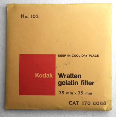 SEALED NEW Kodak Wratten Gelatin Filter. 75 x 75 mm. No. 102 Cat 170 ...
