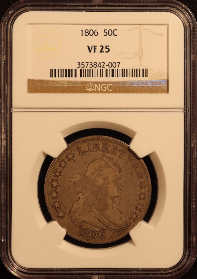 1806 Draped Bust Half Dollar O-118.a - NGC VF25 - Sweet VF Original ...