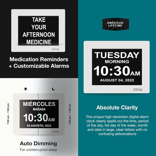 American Lifetime 【New 2024】 Dementia Clock Large Digital 8 inch ...