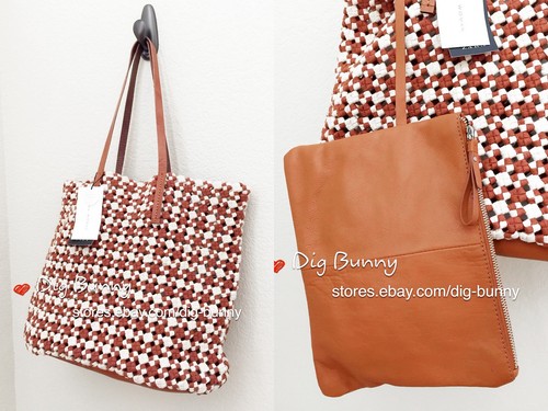 NWT ZARA WOVEN LEATHER FABRIC SHOPPER BRAIDED LARGE TOTE BAG TAN WHITE ...