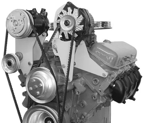 Alan Grove BBC Chevy Street Rod AC Air Compressor Alternator Brackets ...