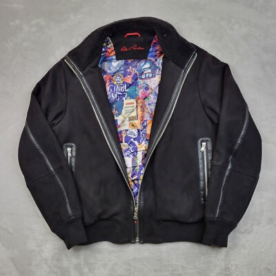 Robert Graham Jacket Mens Large Coat Bomber Biker Trucker Suede Sherpa ...