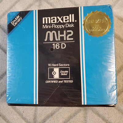 NEW IN BOX VINTAGE MAXELL MH2 16D MINI-FLOPPY DISKS - 10 Disks VERY ...