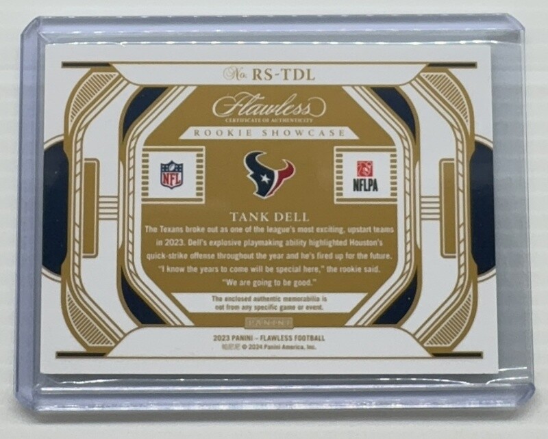 2023 Panini Flawless Tank Dell Rookie Showcase Quad Jersey #4/25 Texans ...